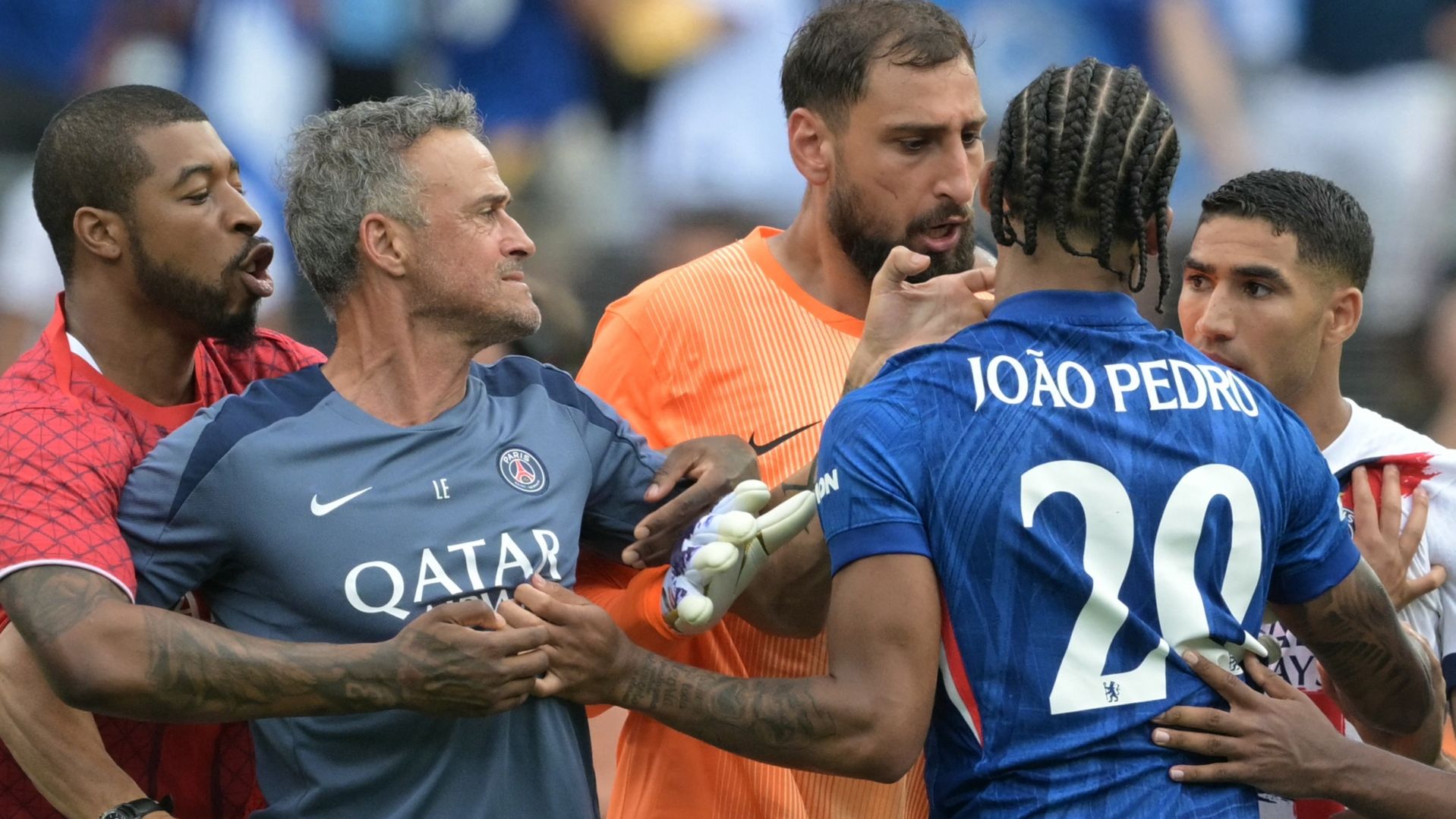 PSG boss Luis Enrique set to avoid punishment despite appearing to slap Chelsea's Joao Pedro in ...